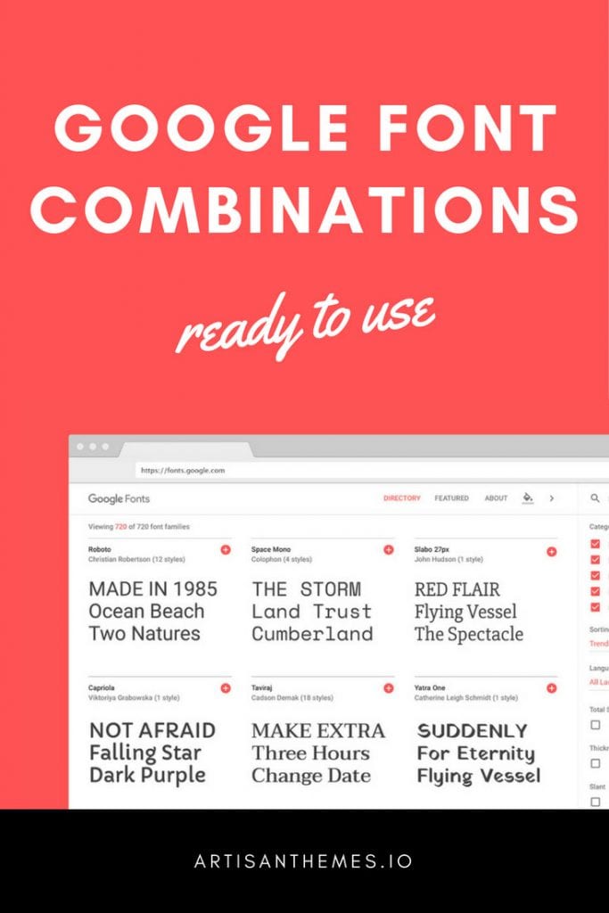Google Font Combinations Ready to Use - Artisan Themes